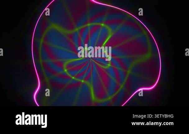 Vibrant neon fractal designs with pink green and blue colors on a dark ...
