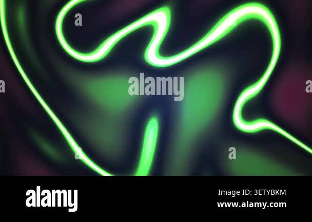 Vibrant neon green abstract shapes on a dark background with purple and ...