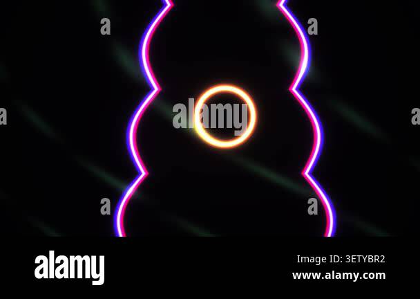 neon light design with glowing circle on black background Stock Video ...