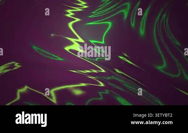 Neon green glowing lines on a dark purple background with abstract ...