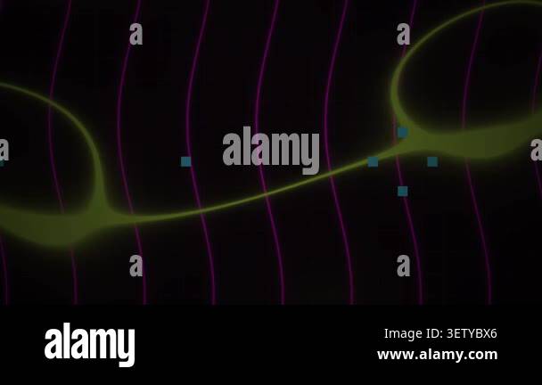 Glowing neon light wave patterns on a dark background with colorful ...