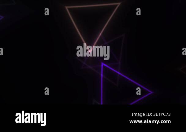 A collection of neon colored triangles on a black background Stock ...