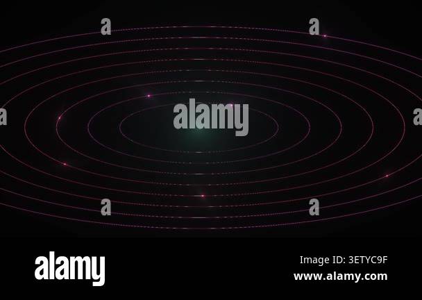 A celestial body surrounded by concentric orbits and smaller celestial ...