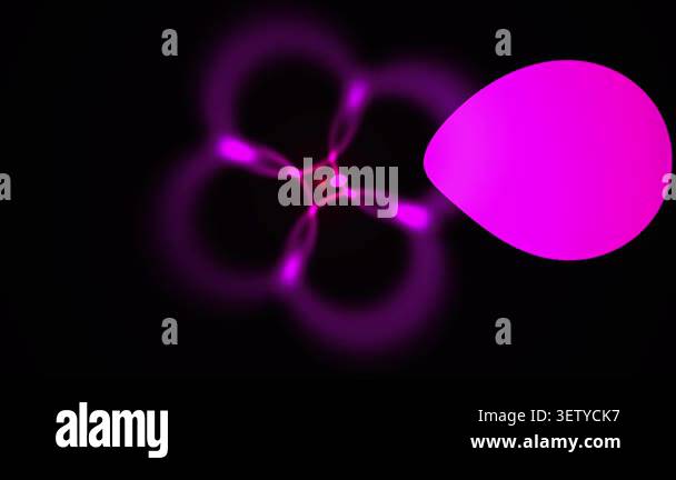 A series of abstract purple shapes on a black background, forming a ...