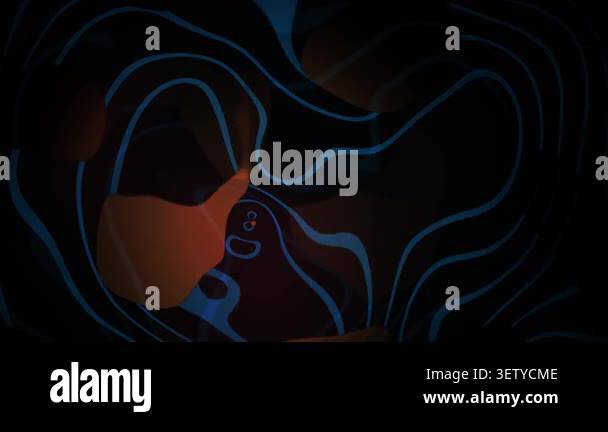 A dark background with abstract blue lines and red accents forming a ...