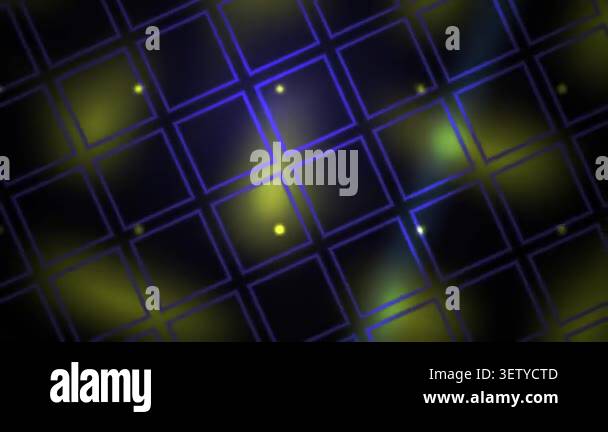 Glowing grid background with blue lines and yellow lights Stock Video ...