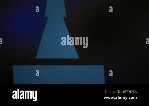 A blue triangle sits on a pedestal against a dark background with a ...