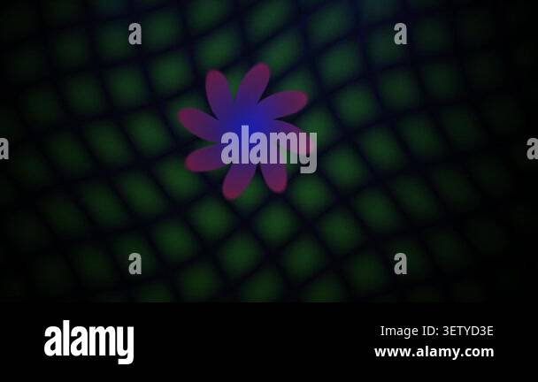 A colorful flower pattern on a dark background with green and blue hues ...