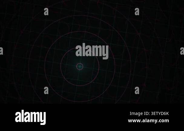 A dark background featuring concentric circles with a glowing center ...