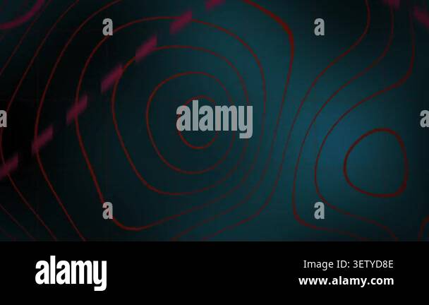 A dark background with red swirling lines and circles, creating a ...