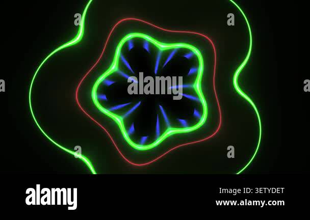 Glowing neon abstract shapes on black background Stock Video Footage ...