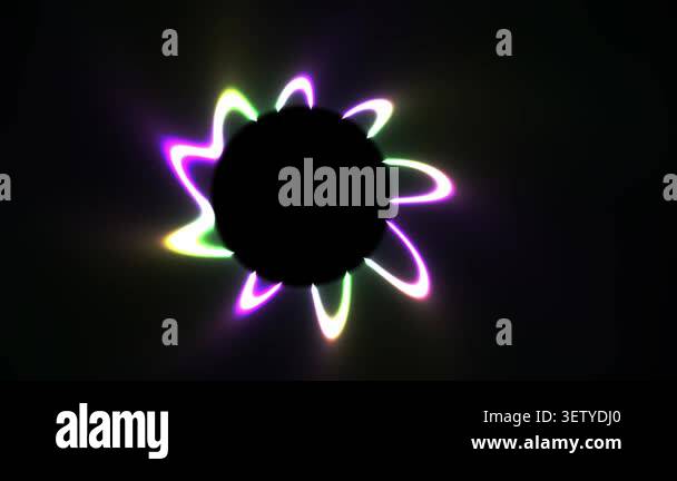 A black background with a neon light design in the center, featuring ...