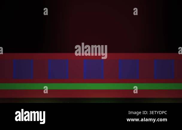 A dark background with a red stripe featuring blue neon lights and a ...