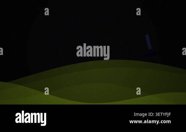 A serene and mysterious landscape of green hills under a dark night sky ...