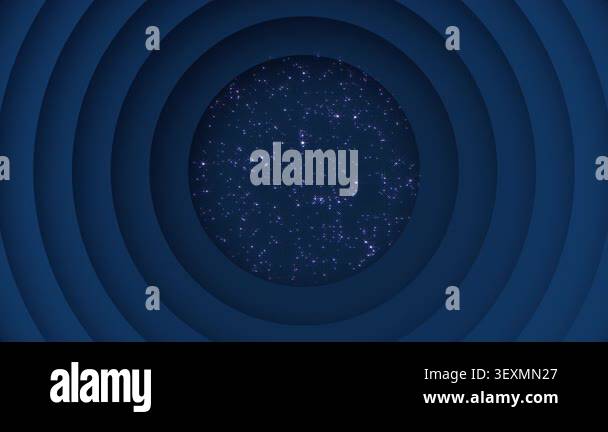 Abstract animation featuring a glowing starfield within concentric blue ...