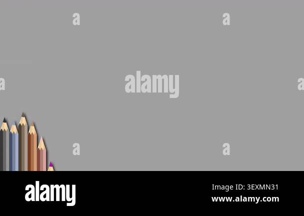 Abstract colorful wooden pencil reveal animation on transparent alpha ...