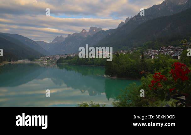 Santa Caterina lake from Auronzo di Cadore, Italy. Dolomites mountains ...