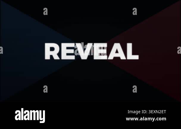 Animated graphic displaying the white text REVEAL over a dark geometric ...