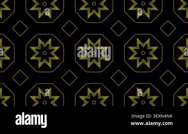 Abstract 4K Motion Background with Symmetrical Gold Geometric Lattice ...