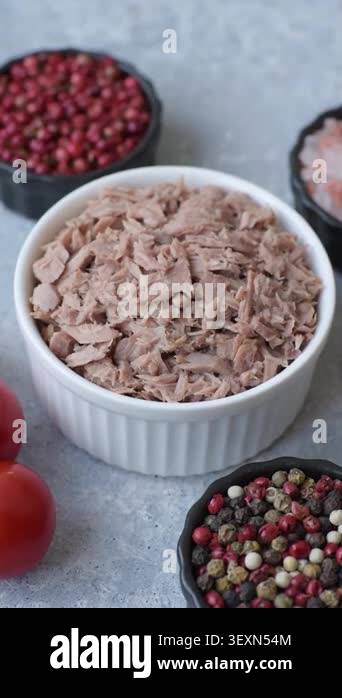 Fish, canned tuna chunks in brine for sandwiches and salads. Canned ...