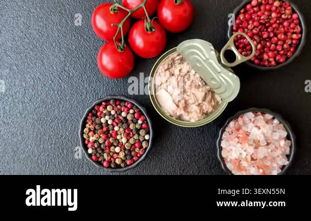 Fish, canned tuna chunks in brine for sandwiches and salads. Canned ...