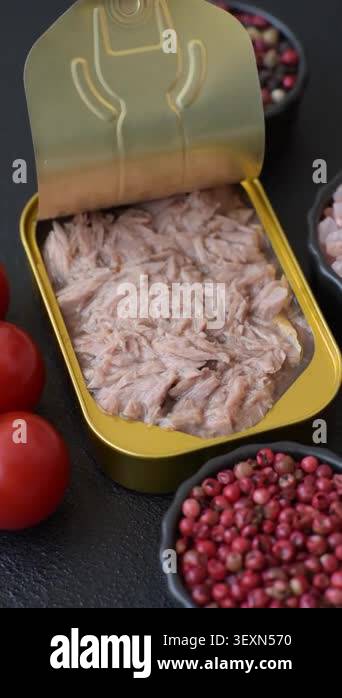 Fish, canned tuna chunks in brine for sandwiches and salads. Canned ...