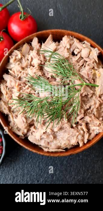 Fish, canned tuna chunks in brine for sandwiches and salads. Canned ...