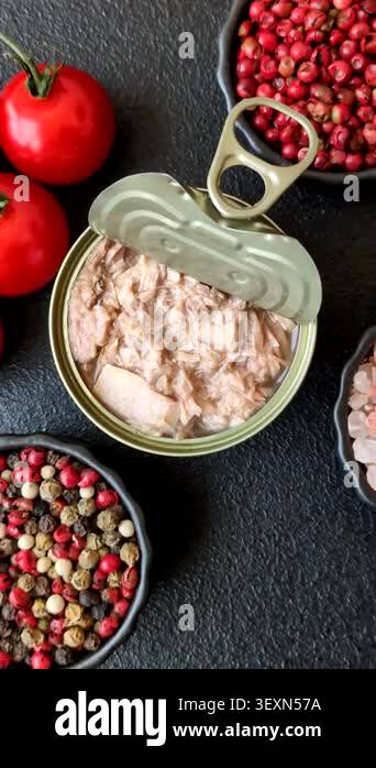 Fish, canned tuna chunks in brine for sandwiches and salads. Canned ...