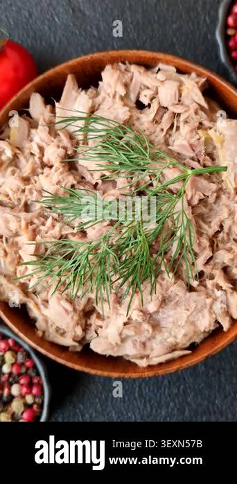 Fish, canned tuna chunks in brine for sandwiches and salads. Canned ...