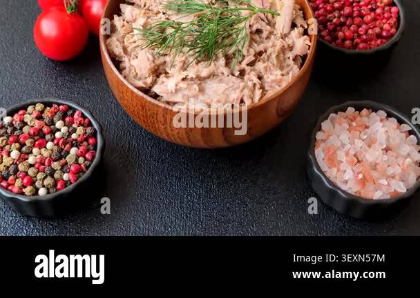 Fish, canned tuna chunks in brine for sandwiches and salads. Canned ...