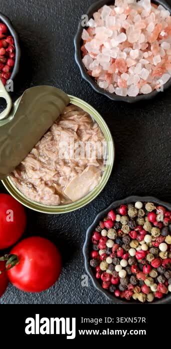 Fish, canned tuna chunks in brine for sandwiches and salads. Canned ...
