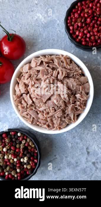 Fish, canned tuna chunks in brine for sandwiches and salads. Canned ...