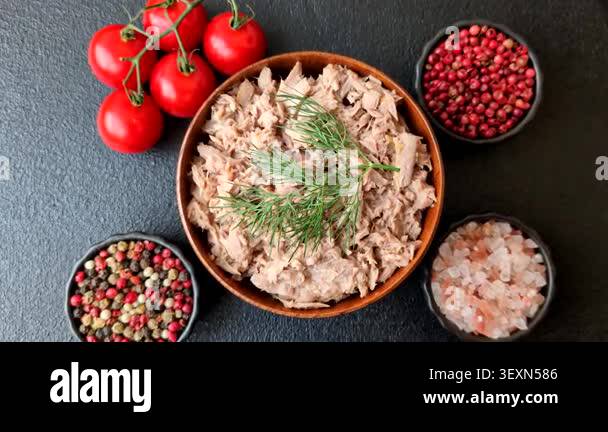 Fish, canned tuna chunks in brine for sandwiches and salads. Canned ...