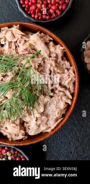 Fish, canned tuna chunks in brine for sandwiches and salads. Canned ...