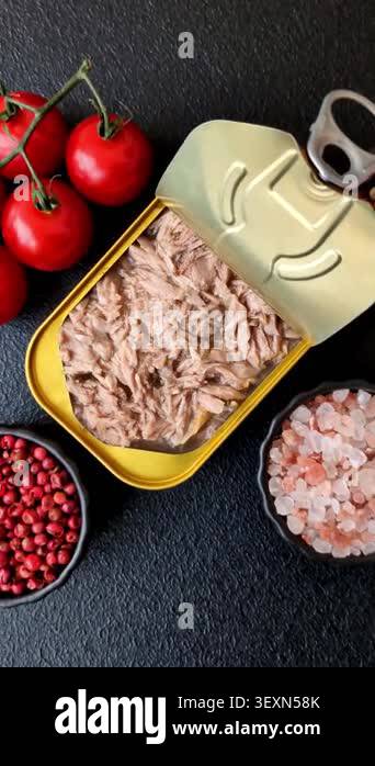 Fish, canned tuna chunks in brine for sandwiches and salads. Canned ...