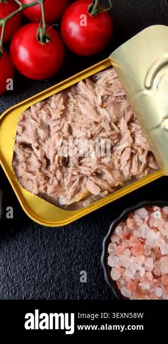 Fish, canned tuna chunks in brine for sandwiches and salads. Canned ...