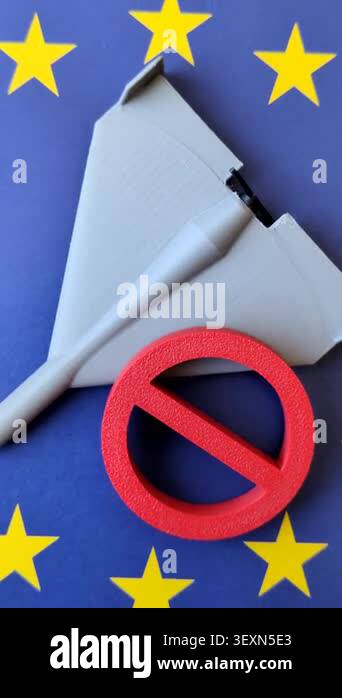 A Shahed drone featuring a prohibition symbol superimposed on the ...