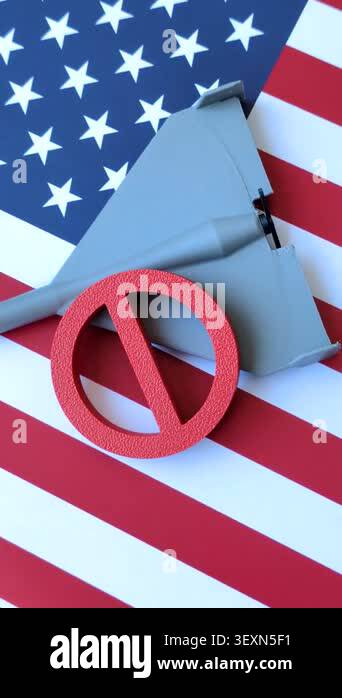 A Shahed drone featuring a prohibition symbol on the US flag, serving ...