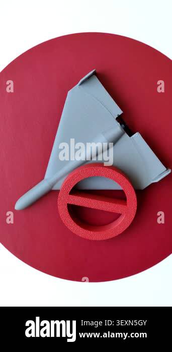 A Shahed drone featuring a prohibition symbol on the Japanese flag as a ...