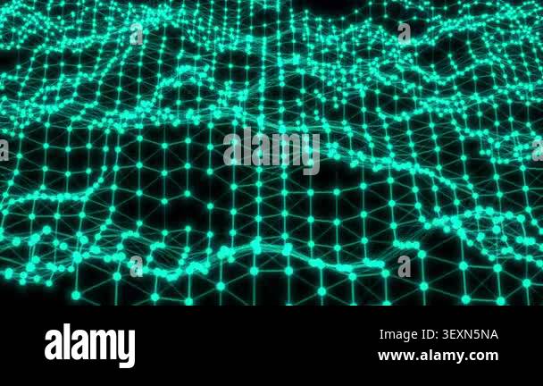 Green Mesh With Glowing Nodes Technology Futuristic Stock Video Footage ...