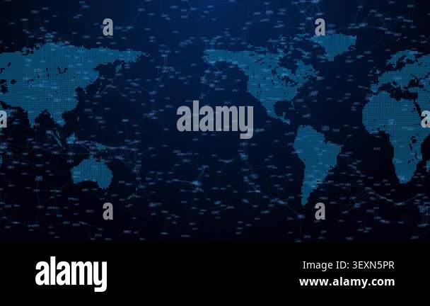Glowing Connections In Global Earth Map, Digital Technology World Map ...