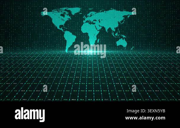 Glowing Connections In Global Earth Map, Digital Technology World Map ...