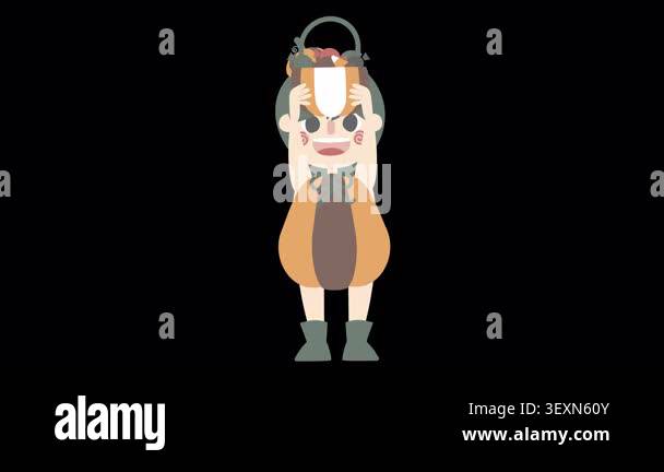 animated video happy halloween holiday festival with boy wearing ...