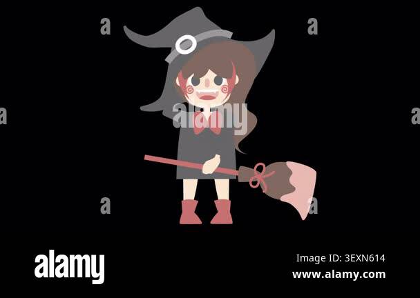 animated loop video happy halloween holiday festival with girl wearing ...