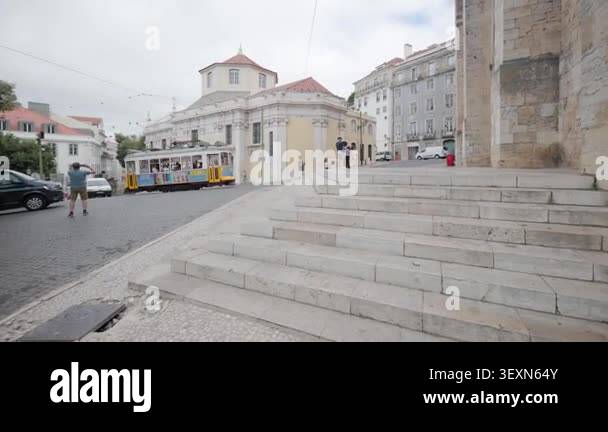 24 june 2026, Lisbon, Portugal - Famous yellow tram traveling on the ...