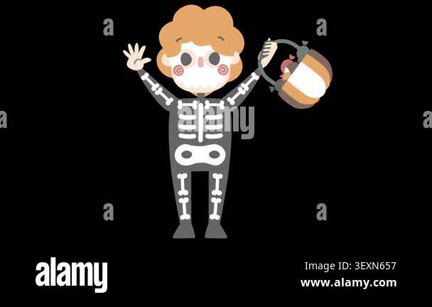 animated video happy halloween holiday festival with boy wearing ...