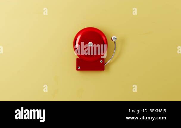 Red alarm bell on bright yellow background Stock Video Footage - Alamy