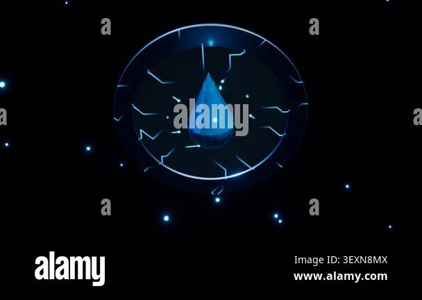 A deep blue oceanic energy emblem features intricate glowing circuitry ...