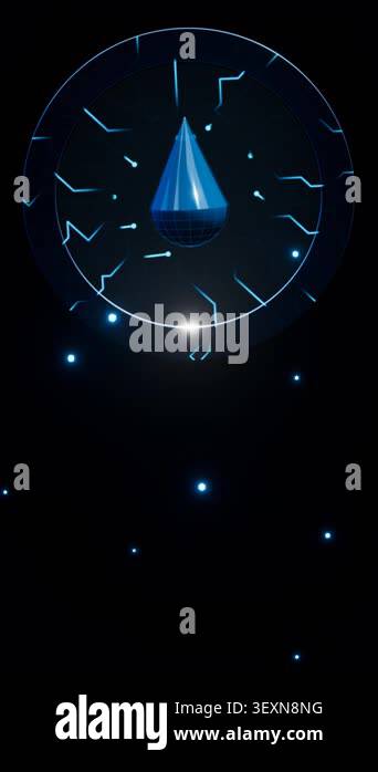 A high-tech hydro energy symbol flashes with vibrant energy pulses ...