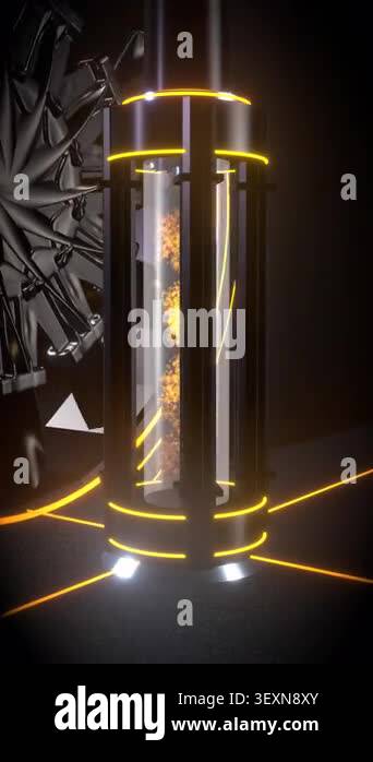 Smooth 360 degree rotation highlighting a heavy industrial turbine ...